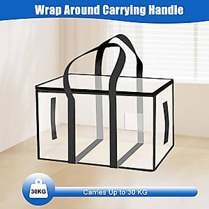 Rihim Clear Moving Bags 90L - 8 Pack Large Heavy Duty Storage Bags with Zipper, PP Plastic, Waterproof - Moving Totes with Lids, Packing and Storage Clothes, Pillow etc