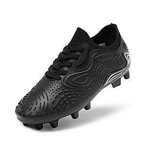 DREAM PAIRS Boys Girls Soccer Cleats Kids Football Shoes for Little/Big Kid,Size 6 Big Kid,Black/Grey,SDSO2304K
