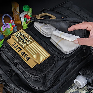 ActiveDoodie Dad Diaper Bag for Men with Removable Patches, Waterproof Tri-fold Changing Pad, Insulated Pouches, Molle Webbing, YKK Zippers, Black