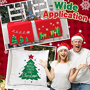 Whaline 9 Sheet Christmas Heat Transfer Vinyl 4 Colors Xmas Iron on Vinyl Red Green Golden Silver Printed HTV Adhesive Craft Vinyl for Clothing Costume DIY Fabric Craft, 9.6 x 11.8 Inch