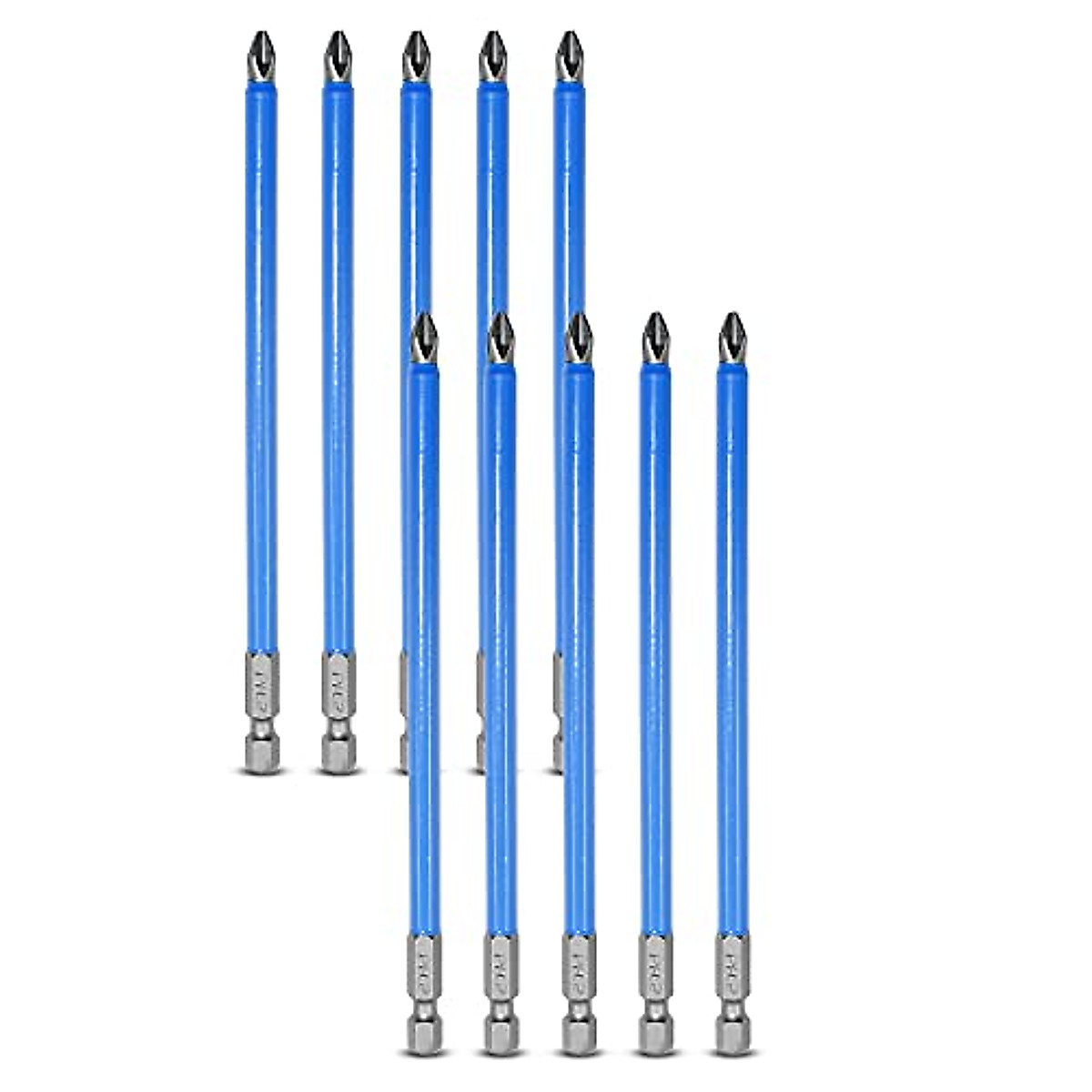 Uenhoy 10 Pcs Magnetic Phillips Screwdriver Bits Set 6 Inch Long Anti Slip Phillips Bits #2, 1/4 Inch Hex Shank (PH2 x 150MM)
