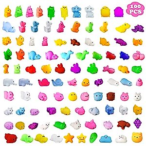 100 PCS Mochi Squishy Toys Party Favors for Kids Kawaii Mini Easter Squishy Animal Squishies Stress Relief Toys gift Cat Panda Squishy Squeeze Toys Birthday Stocking Stuffers for Boys Girls Random