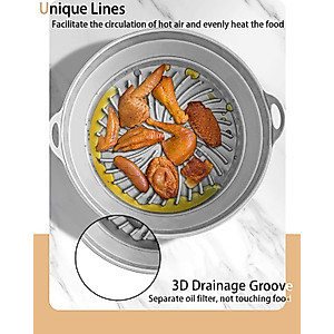 2-Pack, 7.9inch Air Fryer Silicone Liners Reusable, Foldable Air Fryer Silicone Basket, Heat Resistant Air Fryer Oven Accessories, Easy Cleaning Air Fryers Pot for 3-5 Qt Air Fryer (Grey)