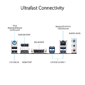 ASUS Prime B460M-A LGA 1200 (Intel® 10th Gen) Micro ATX Motherboard (Dual M.2, 1Gb LAN, USB 3.2 Gen 1 Ports, HDMI, DisplayPort, 4K@60Hz and Aura Sync RGB)