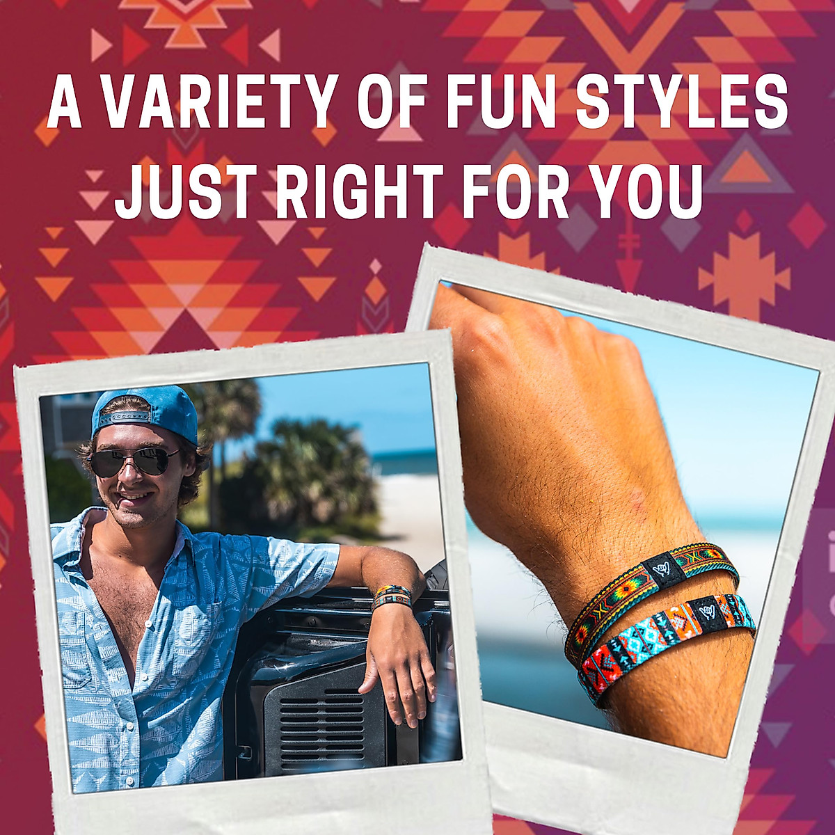 Hang Loose Bands - Southwestern Bracelet for Men, Women & Teens - Comfy Tribal Print and Boho - Western Style Reversible Wristband - Graphite Gear | Small: 6.5" (most common fitting size)