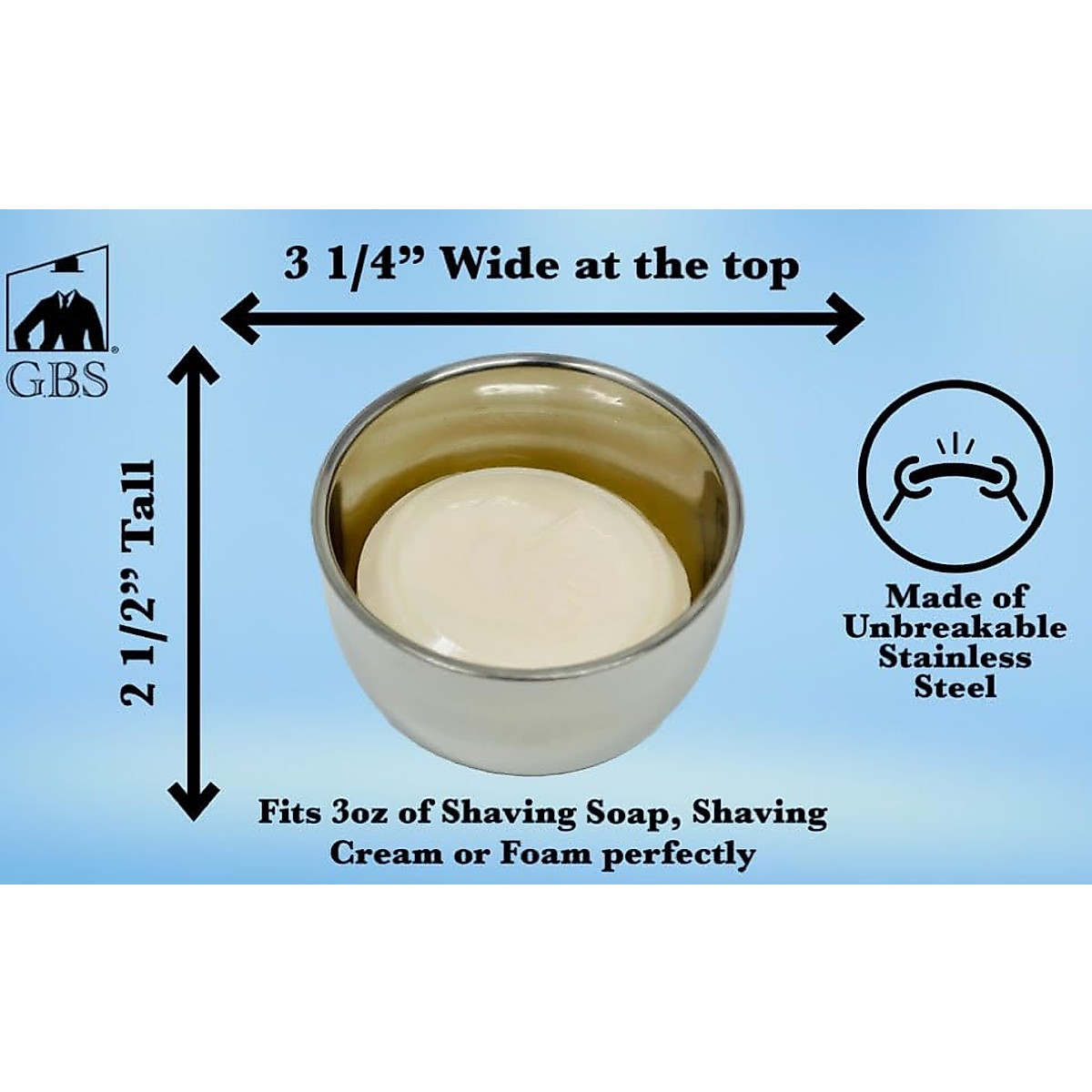 G.B.S Shaving Set for Sensitive Skin, Includes Steel Lather Bowl, Lavender and Citrus Aftershave Balm, Lavender and Citrus Shave Soap and Synthetic Shave Brush with Travel Tube