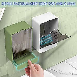 HANCELANT Bathroom Soap Dishes, 2 Pack Bar Soap Holder with Drain Wall Mounted Soap Box for Shower, Bathroom, Kitchen Sink, Keep Soap Bars Dry, Waterproof Dustproof, No Drilling, Adhesive Include