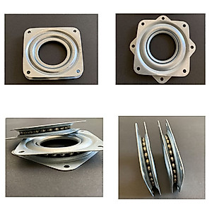 4pcs 3 Inch Square Lazy Susan Turntable Bearing Plate with 150 Pound Capacity Galvanized Steel Rotating Bearing Plate Swivel Plate