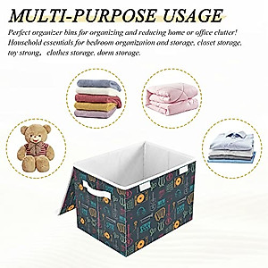 RunningBear Theme for Music Lovers Large Storage Bins with Lid Collapsible Storage Bin Storage Basket Clothes Toys Bin for Bedroom Closet Shelves Office Nursery