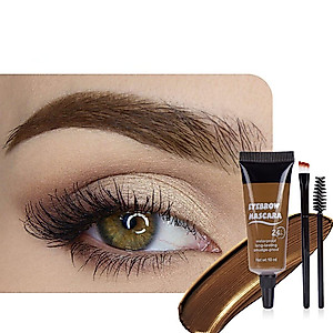 Tinted Thickening Eyebrow Mascara with Two Eyebrow Brushes,Brow Fast Sculpt,Waterproof,Transfer-proof,Eyebrow Tinting Kit- Cruelty Free - Light Medium Brown (2 Pack) (01 Brown)