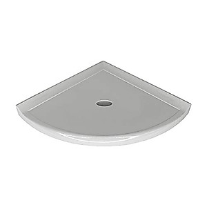 Questech Décor 8 Inch Corner Shower Shelf Bathroom Caddy, Wall Mounted Corner Shower Shelf, Retrofit Shelf for Tiled Shower Walls, Corner Bathroom Shelf, 8 Inch Metro Flatback, Cool Gray Polished