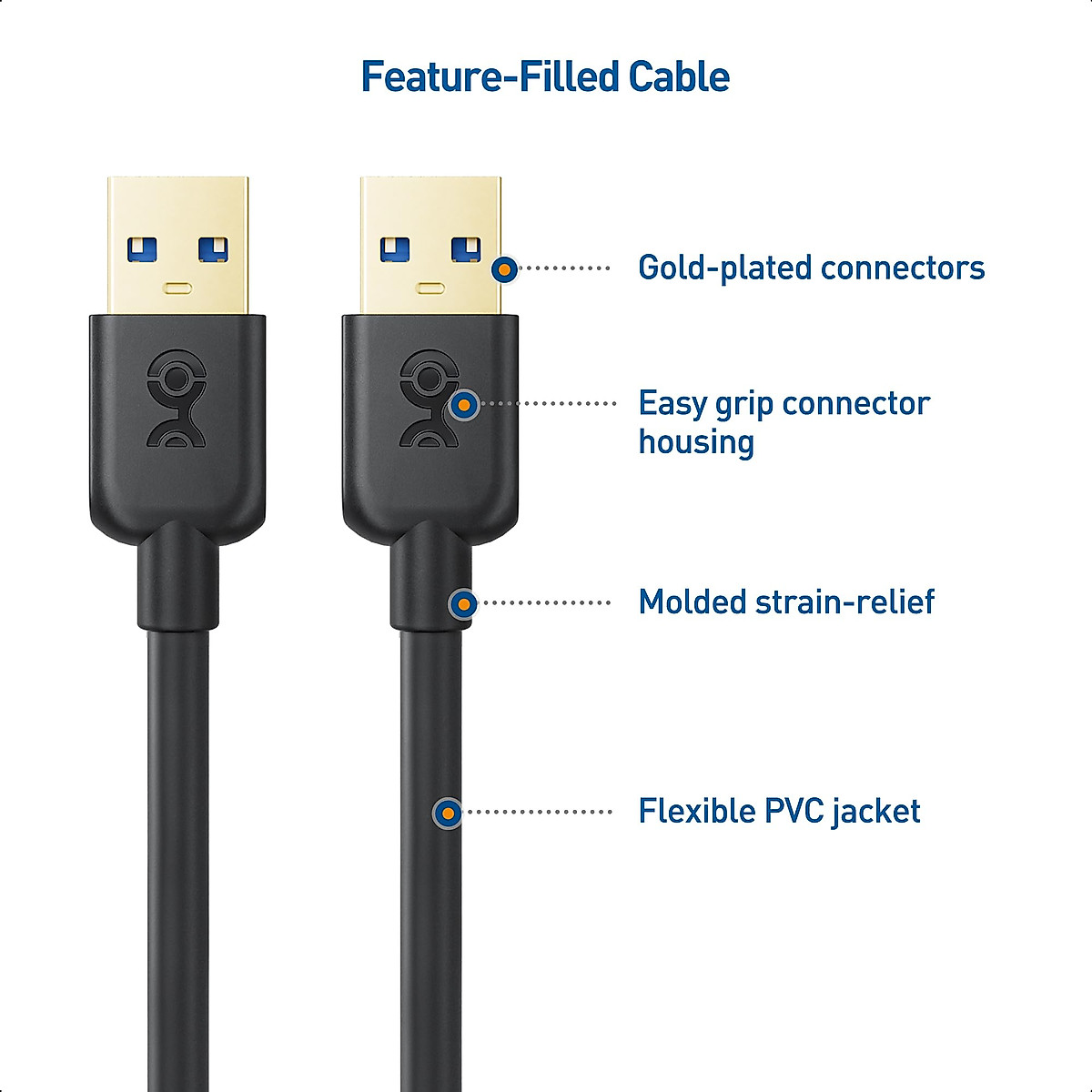 Cable Matters Short USB 3.0 Cable 6ft, USB to USB Cable/USB A to USB A Cable/Male to Male USB Cord/Double USB Cord in Black
