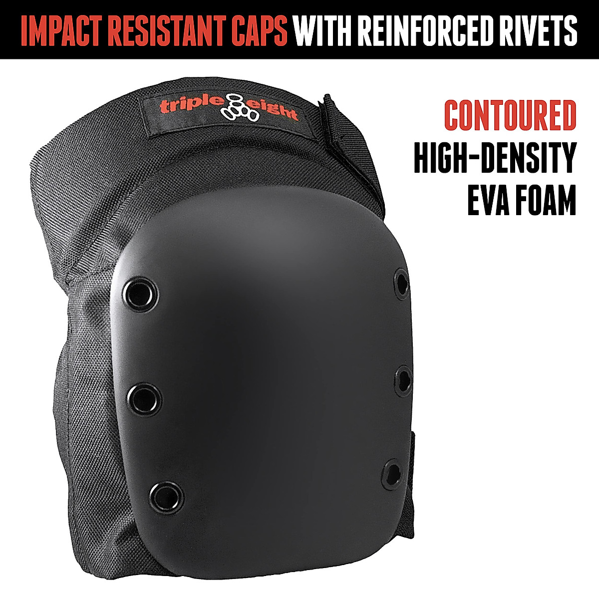 Triple Eight Street Knee Pads for Skateboarding with Adjustable Straps (1 Pair)