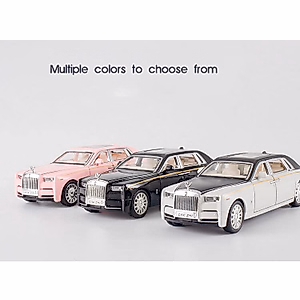 Metal Toy Cars of Rolls-Royce Phantom, 1:32 Scale Rolls-Royce Model Diecast Cars with Sound/Light/Pull Back, Rolls Royce Car Toy Gift for Christmas Newyear Birthday (1:32 Rolls Royce Phantom -White)
