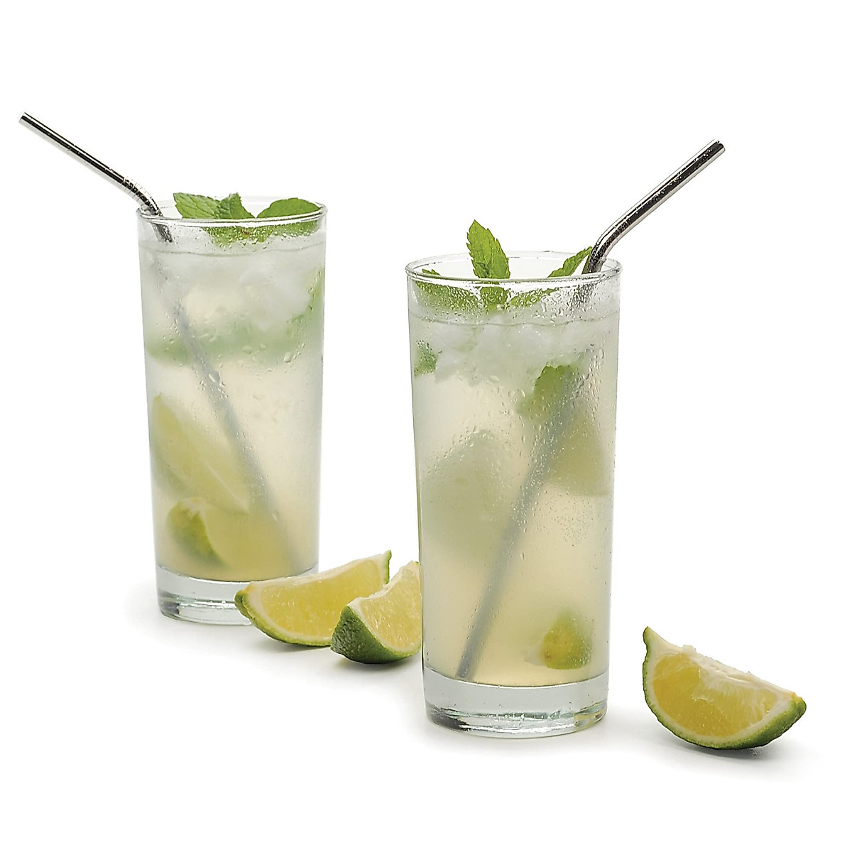 RSVP International Endurance Stainless Steel 8.5" Drink Straws, 4 Count | 5mm Fits Most Tumblers | Reusable & Durable | For Smoothies, Frappes, Sodas, Tea & More | Dishwasher Safe