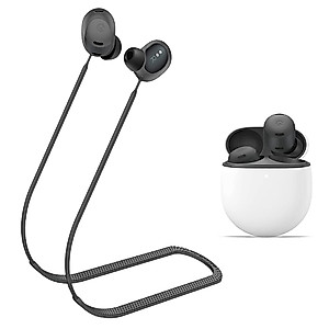 ULITIQ Compatible with Google Pixel Buds Pro Strap, Sports Silicone Pixel Buds Pro Earbuds Lanyard, Anti Lost Straps Accessories, Anti-Lost Neck Rope Cord Soft, Running Holder Connector, (Black)
