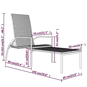 AJSEOYBS Sun Lounger,Beach Pool Lawn Recliner,Outdoor Lounge Chairs for Outside Beach, Sunbathing, Patio, Pool, Lawn, Deck with Footrest Pe Rattan Black