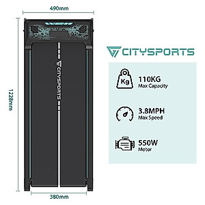 CITYSPORTS Treadmill Under Desk, Walking Pad Treadmill, Treadmill Ultra Slim & Portable for Home