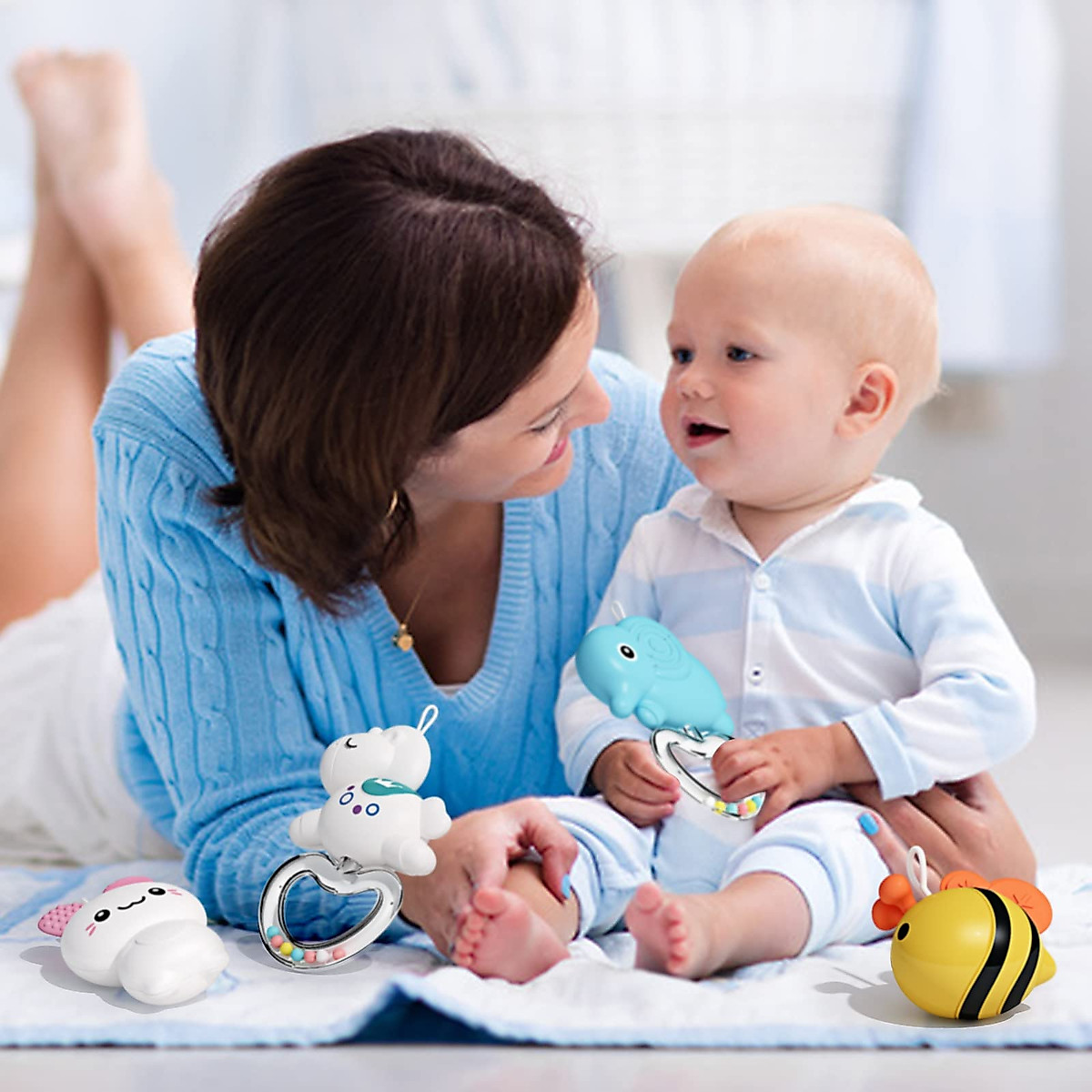 Jovow Baby Gym with Kick and Play Piano,Baby Play Mat Tummy Time Baby Activity Gym Mat with 5 Infant Learning Sensory for Baby, Music and Lights Boy or Girl Gifts for Newborn (Green)