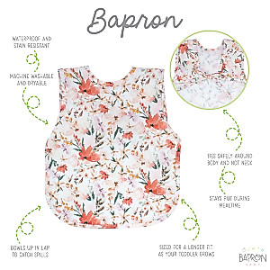 BapronBaby Peachy Dreams Bapron - No Neck Tie Safer Bib for Baby & Toddler - Soft Waterproof Stain Resistant - Machine Washable - Sz Baby/Toddler 6m-3T