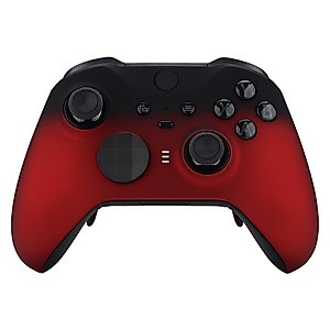 eXtremeRate Shadow Scarlet Red Soft Touch Grip Faceplate for Xbox One Elite Series 2, Front Housing Shell Cover Replacement Kit for Xbox Elite 2 Core Controller Model 1797 - Controller NOT Included