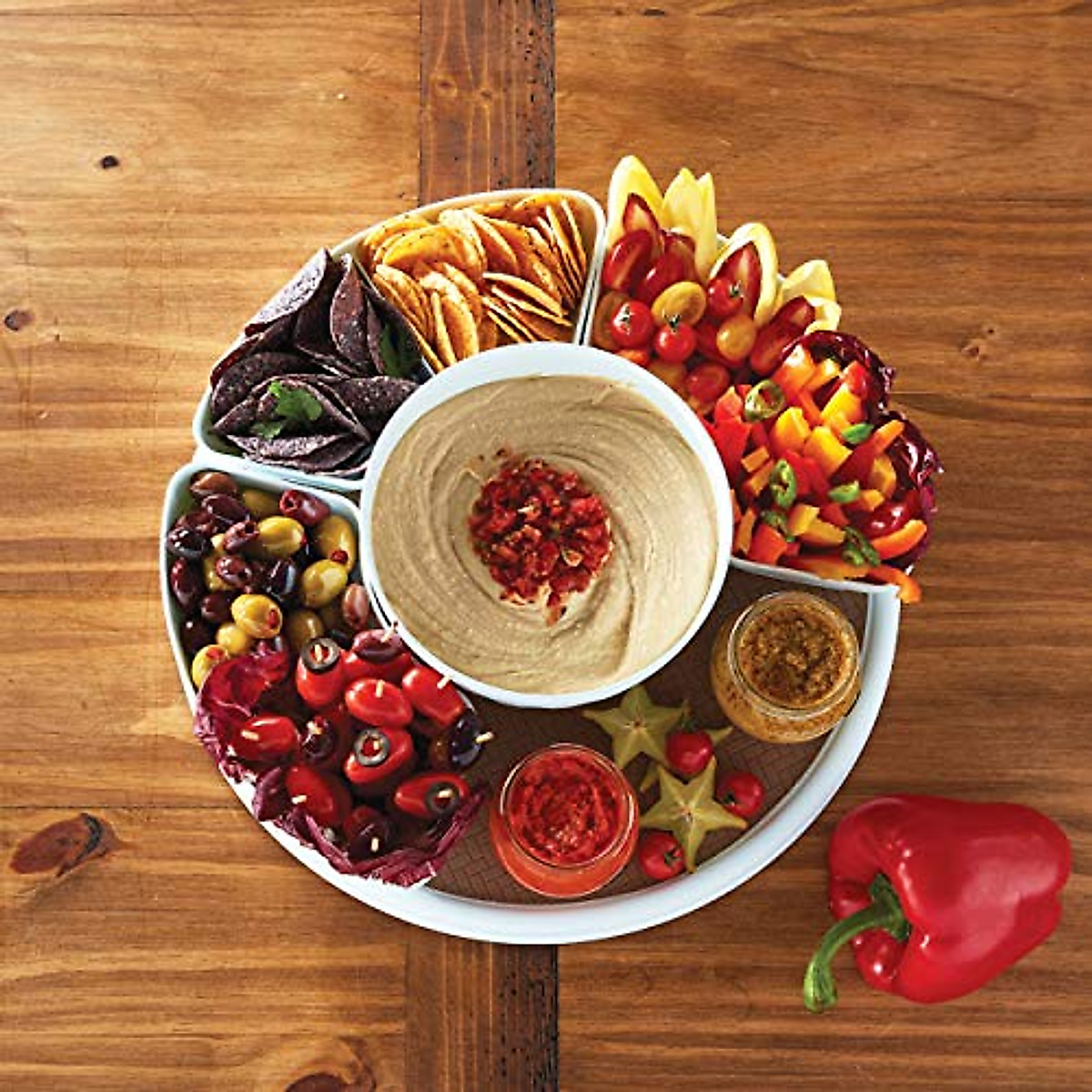 Chicago Metallic Taco Party Multi-Use Rotating Entertaining Set, 6-Piece, White