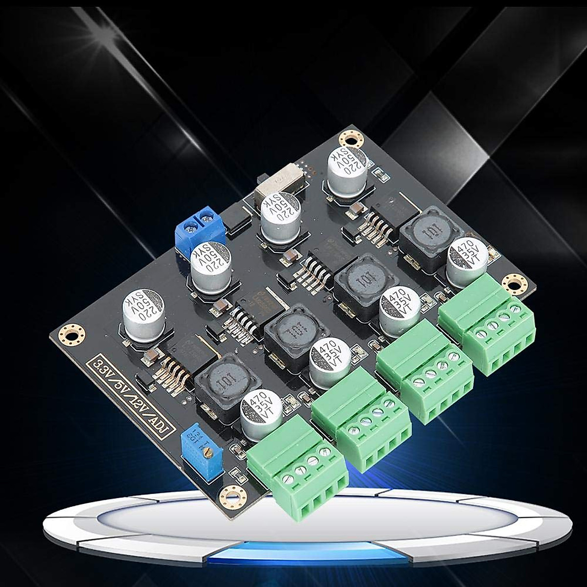 Multi-Channel Power Supply Module with 3.3V/5V/12V/ADJ, Adjustable Voltage Output Buck Converter with Four and high Performance LM2596 Chips