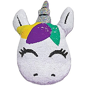 iscream Sweet Unicorn 7.5" x 9.5" Reversible Sequin Soft Fleece Back Mini Pillow