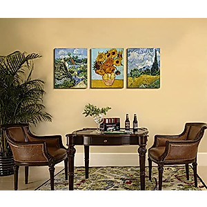 AnZhongArt van gogh canvas wall art -canvas art-van gogh -Sunflower Pictures-Bathroom living room bedroom wall art decoration 12"x16"x3 Piece
