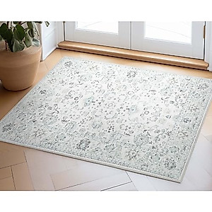 Well Woven Elle Basics Silk Ivory 2'x3' - Non-Slip Rubber Backed Washable Modern Vintage Area Rug for Bedrooms, Kitchens & Entryways - Easy to Clean & Durable