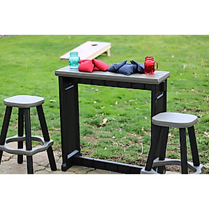 Leisure Accents Single Bar Set Includes 2 Barstools Deep Grey Top & Black Base Ideal for Patio Hot Tub Area Backyard Durable WeatherResistant Design Easy Nohardware Assembly Proudly Made in USA
