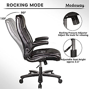 Modoway O205 High Back Office Chair Lumbar Support, Big and Tall Office Chair 400lbs, Computer Desk Chair Adjustable Armrests, Comfortable Chair for Back Pain, Office Conference Room