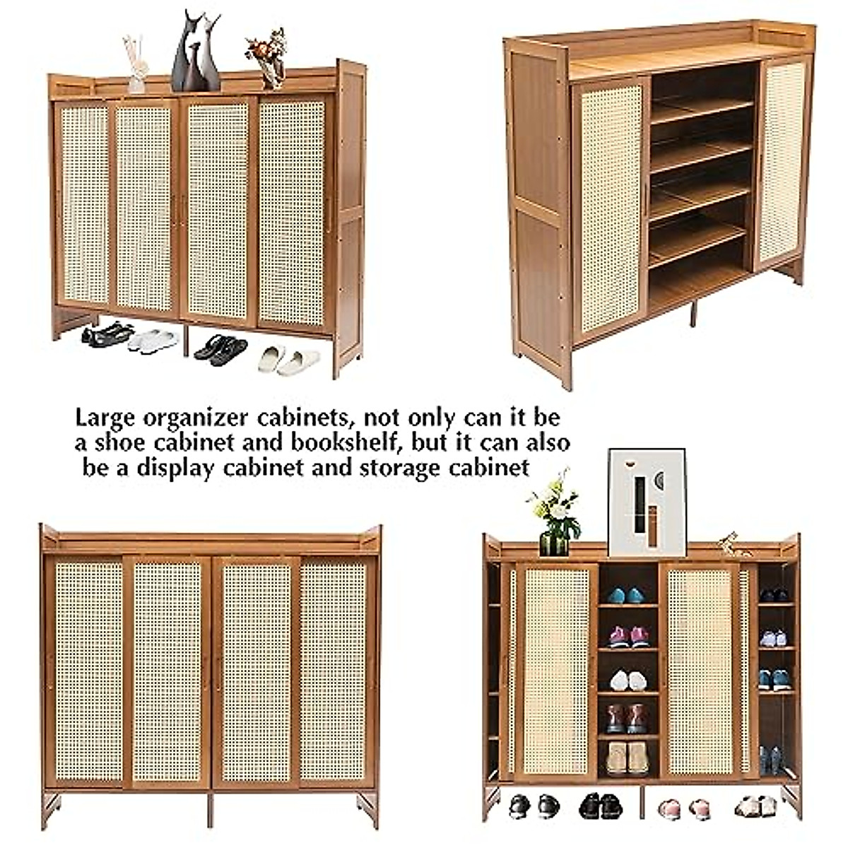 kunghei 6-Tier Large Shoe Cabinet or Home Organizer Cabinet Shoe Rack with Doors, Bookshelf Entryway Shoe Storage Cabinet with Storage Shelves for Entryway, Hallway, Closet, Living Room