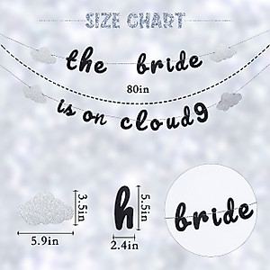 The Bride Is On Cloud 9 Banner - Bachelorette Party Decor,Silver Glitter Banner for Engagement Wedding Decorations,Bridal Shower Sign Party Engagement,Wedding Receptions Party Supplies(Black) (On