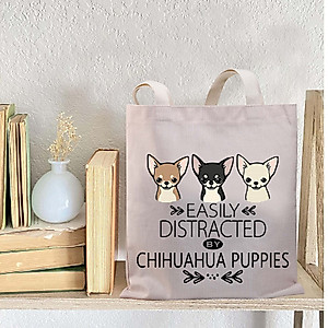 BDPWSS Chihuahua Tote Bags For Women Chihuahua Lover Gift Chihuahua Mom Canvas Shoulder Bag Chihuahua Puppies Dog Lover Gift (Chihuahua puppy TG)
