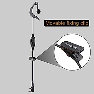 Retevis RT21 Two Way Radio Earpiece with Mic, Big PTT, Compatible RT22 RT21 H-777 RT68 RT22S H-777S RT19 pxton Walkie Talkie, G-Type Soft Earhook Walkie Talkie Earpiece 2 Pin(5 Pack)