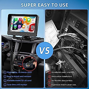 HaMeby CarPlay Screen for Car, Compatible with Apple CarPlay & Android Auto Car Play Dash Mount 7 Inch Display Touch Screen Portable Car Stereo with Bluetooth Plug and Play Easy Use Add to Any Car