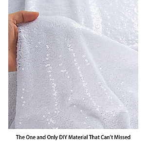 ShiDianYi White Sequin Fabric 3FT 1 Yard Sequin Fabirc for Sewing Glitter Fabric by The Yard White Sparkle Fabric for Dress Sequin Mesh Fabric for Baby Shower Party Decoration