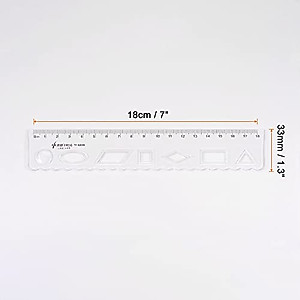 HARFINGTON 5pcs Straight Plastic Ruler 18cm Metric Plastic Clear Measuring Tool Hollow Design with Wavy Line for Classrooms Home Office, Transparent
