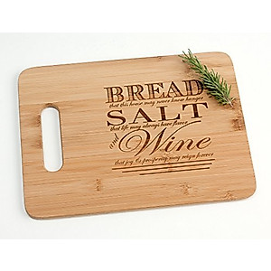 Engraved Wood Cutting Board Housewarming Gift, Bread Salt Wine Poem Quote from It's a Wonderful Life Realtor Closing Gift Idea 9.5 x 13" charcuterie butter board