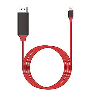 [Upgraded] Lightning to HDMI Adapter, Apple MFi Certified 1080P HDTV Cable Adapter Compatible with iPhone, iPad, iPod Digital AV Sync Screen Connector on HD TV Monitor Projector (Red)