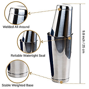 BARIANTTE Weighted Boston Cocktail Shakers, Bartender Shaker Large, Boston Shaker Set Extra Large Cocktail Shaker, Drink Shaker Bar Shakers Bartending, 28OZ & 18OZ Stainless Steel Professional Shaker