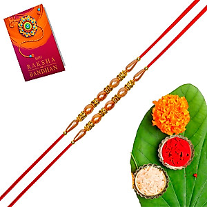 Rakhi for Brother,Rakhi,Rakhi bracelet for Brother,Rakhi Set of 2,Designer Rakhi,Raksha bandhan Rakhi,Rudraksha Rakhi,Indian Rakhi,Rakhi Gift,Rakhi Set,Rakhi Mela 378, One Size, Nylon