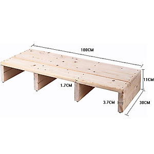 MYOYAY Wooden Bedside Step Stool Solid Wood Step Stool Indoor Outdoor Wooden Foot Stepper 40 x 12 x 4 inch