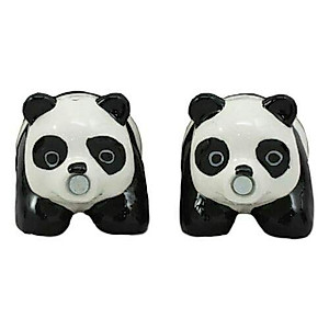 Set Of 1 Ceramic Giant Panda Bears Salt And Pepper Shakers Holder Figurine