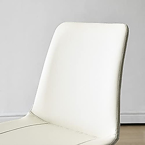 Ironalita White Dining Chairs Set of 4, Faux Leather Mid Century Modern Chairs with Metal Chair Legs, Kitchen Chairs for Dining Room, Restaurant, Living Room