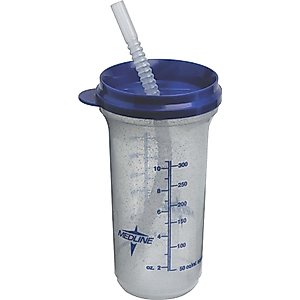 Medline Graduated Carafe with Straw, Noninsulated, Clear with Sparkles, 16 Ounces, 1 Count
