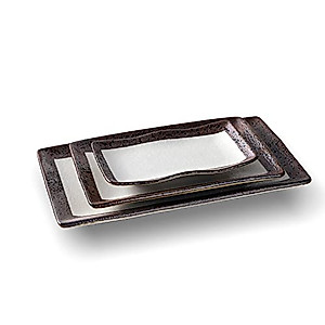 Stone Lain Lucy Porcelain 3-Piece Rectangle Serving Plate Set, Beige