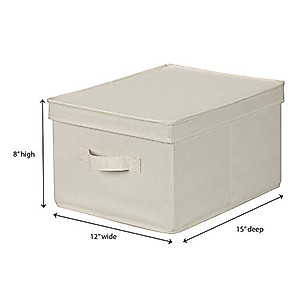 Household Essentials 113 Storage Box with Lid and Handle - Natural Beige Canvas - Large