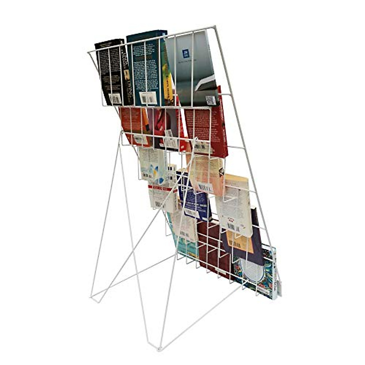 FixtureDisplays® 6-Tier White 18" Wide Wire Tabletop Display Rack Greeting Card Rack Book CD DVD Stand Tile Sample Literature Countertop Showcase 119352-WHT-NPF